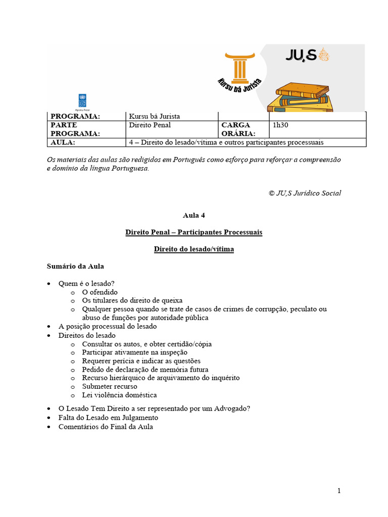 Direitos do Lesado no Direito Penal | PDF | Advogado | Crime e Violência