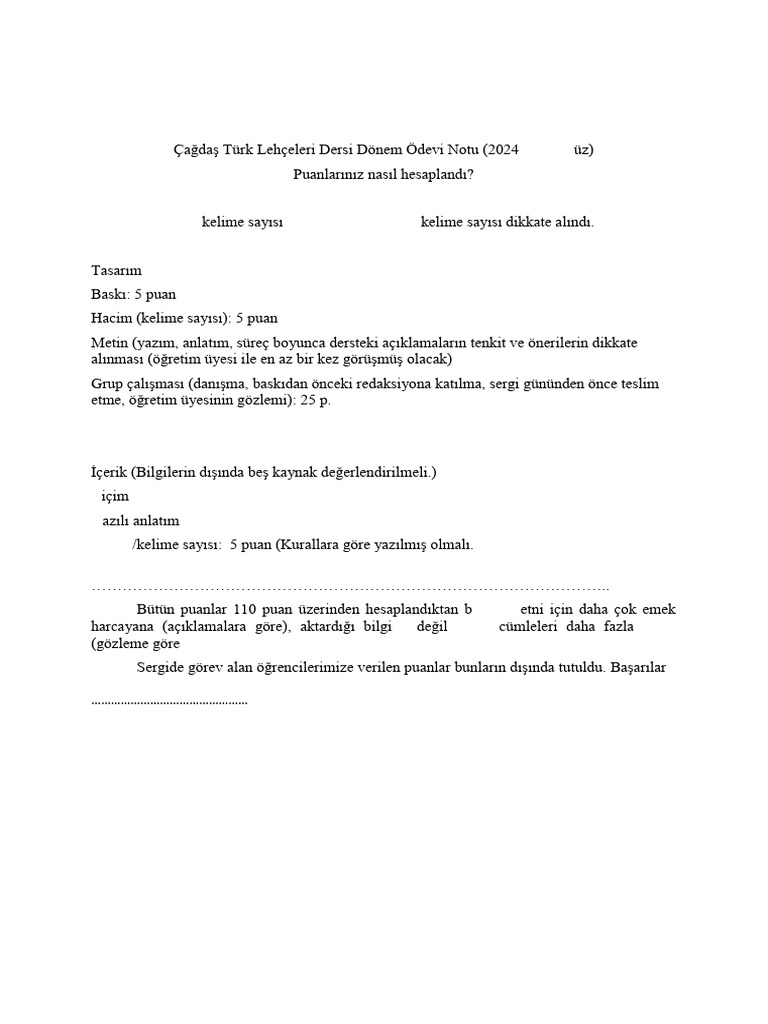 Donem Odevi Puanlari | PDF