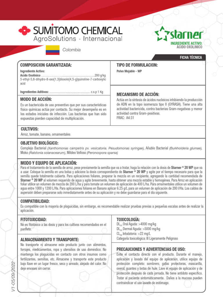 Starner 20 WP: Ficha Técnica y Uso | PDF