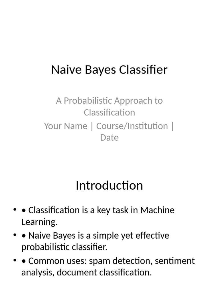Naive Bayes Classifier Presentation | PDF