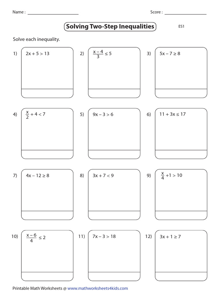 Two-Step Inequalities Worksheets | PDF