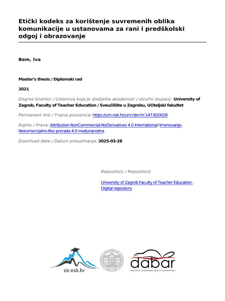 Bem Iva - Eticki Kodeks Za Koristenje Suvremenih Oblika Komunikacije U ...