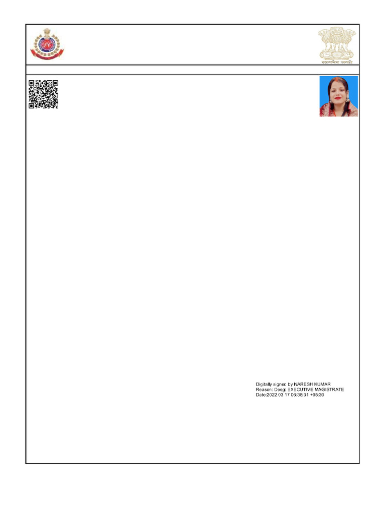 OBC Certificate for Khushi Patel, Delhi | PDF