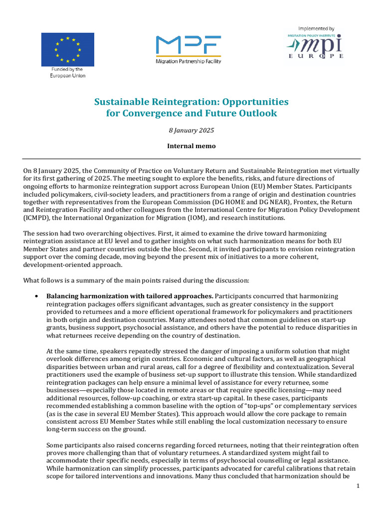 Harmonizing Sustainable Reintegration Efforts | PDF | Governance ...