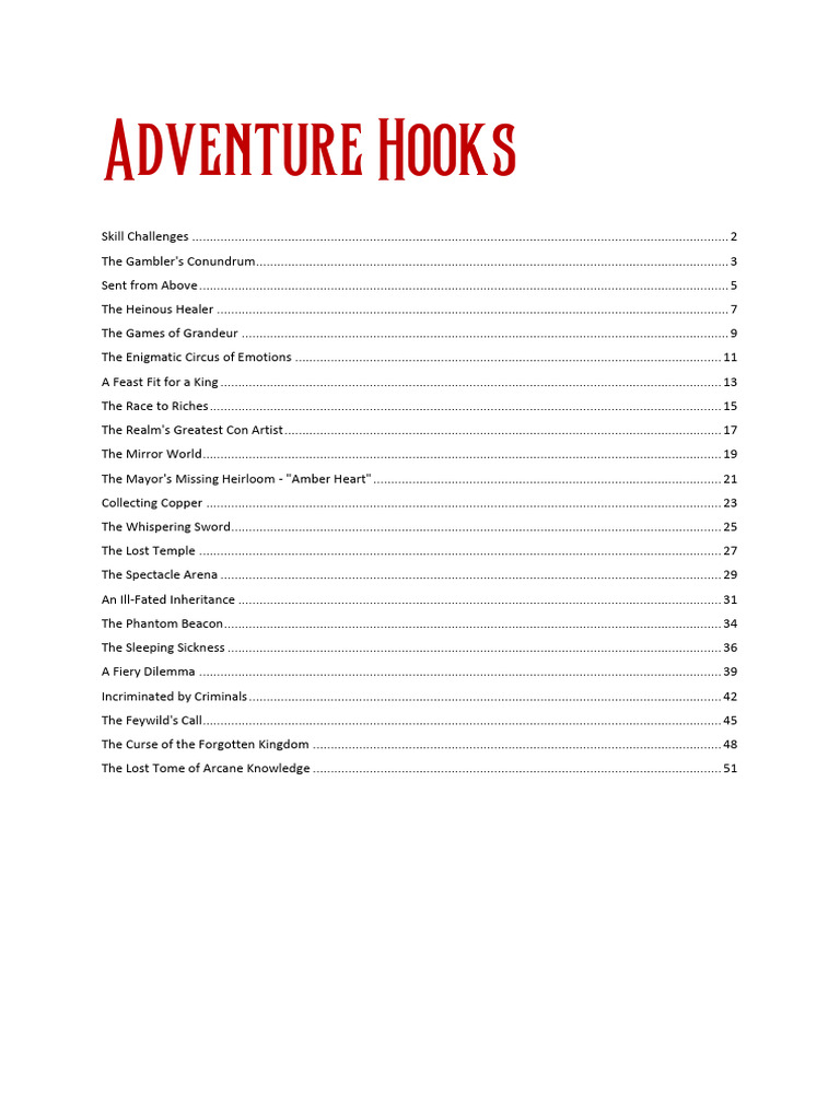D&D Adventure Hooks and Skill Challenges | PDF | Deception | Dungeons ...