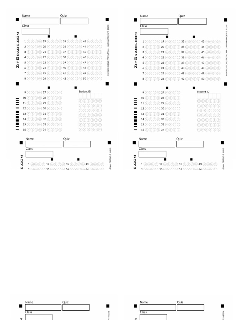 Answer Sheets - G5 | PDF