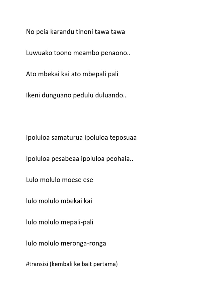 Lirik Lagu MOLULO | PDF