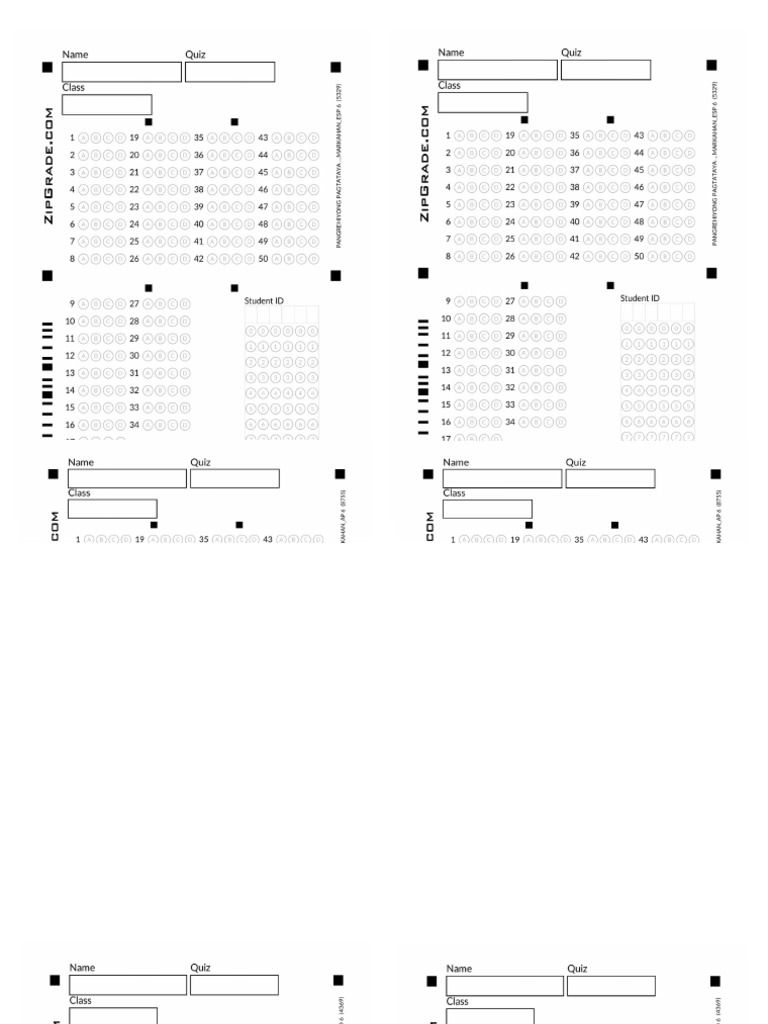Answer Sheets - G6 | PDF