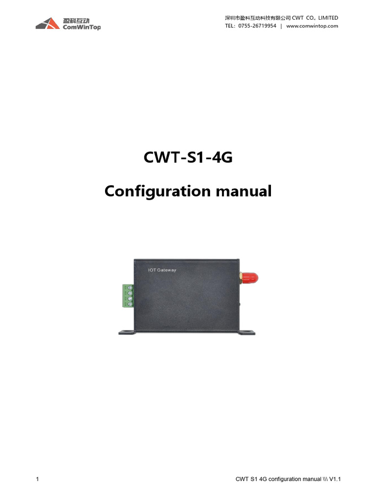 CWT-S1-4G Config tool manual (V1.1) | PDF | Data Transmission | Communications Protocols