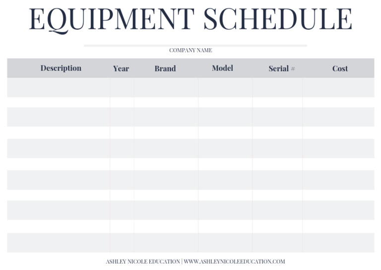Equipment Schedule | PDF