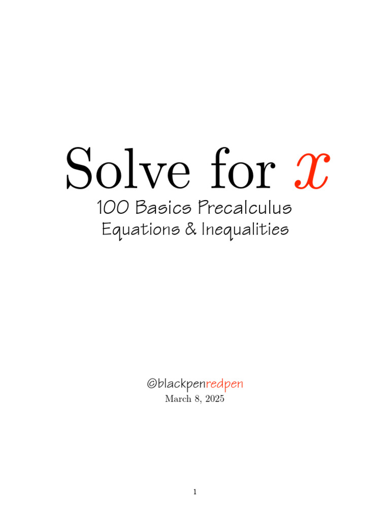 100 Basic Precalculus Equations & Inequalities | PDF