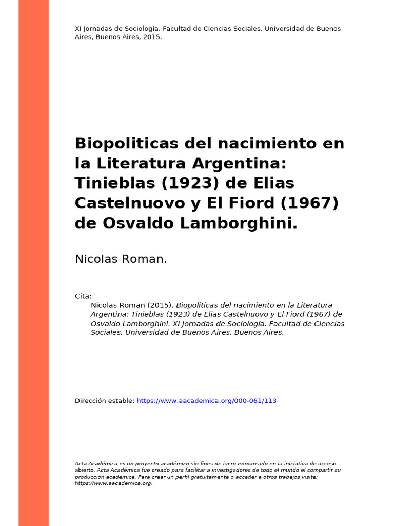 Nicolas Roman (2015) - Biopoliticas Del Nacimiento en La Literatura ...