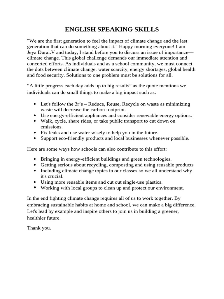 Climate Change: Actions for Schools and Individuals | PDF