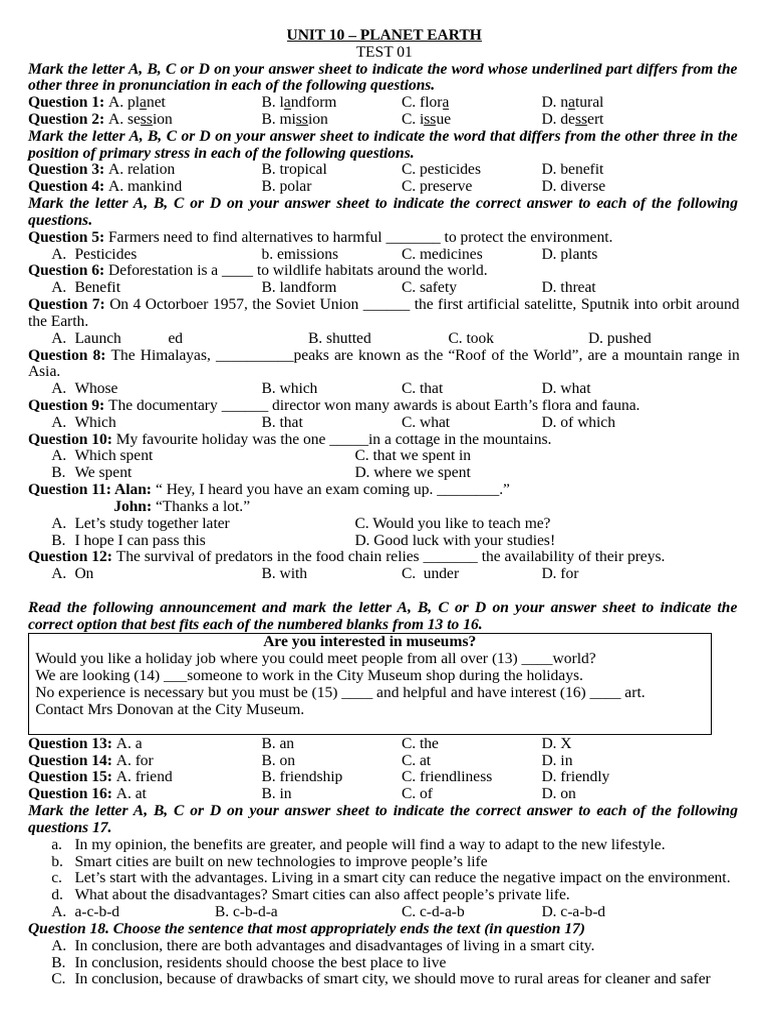 UNIT 10 test 1 | PDF | Arctic | Antarctica