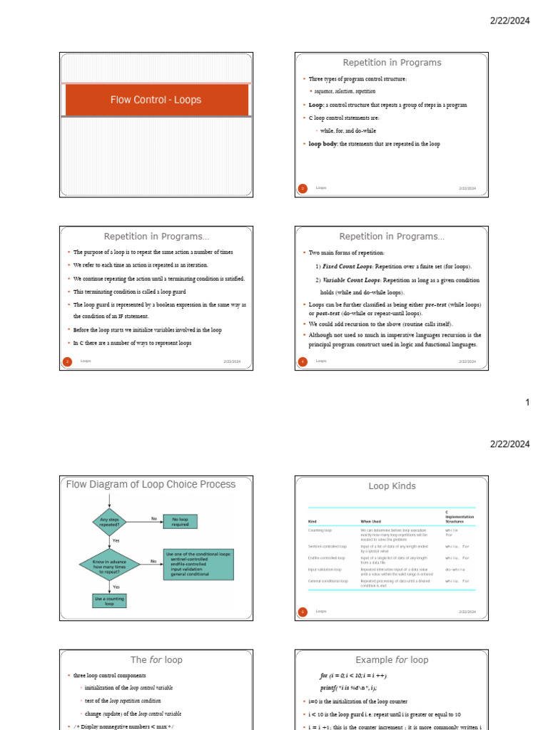 1.8 Flow Control - Loops (1) | PDF | Control Flow | Software Engineering