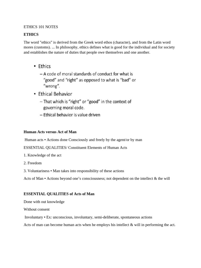 Ethics - Chavez Notes Finals | PDF | Morality | Autonomy