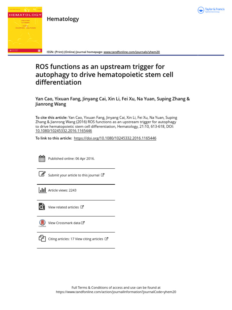 ROS Functions As An Upstream Trigger For Autophagy To Drive ...