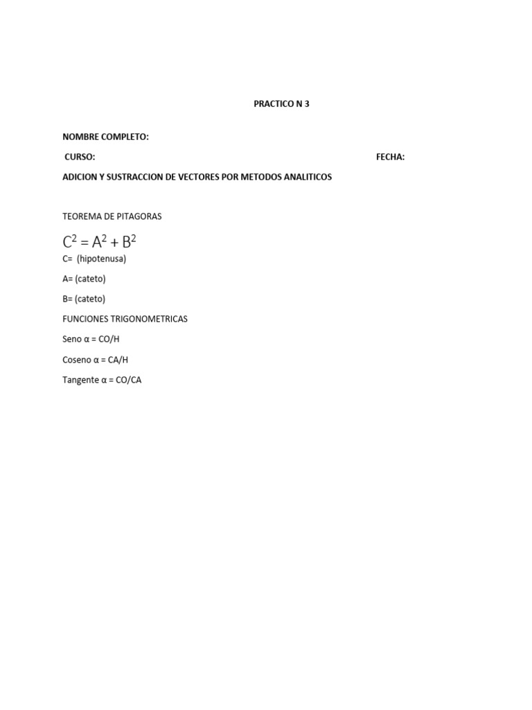 PRACTICO 3 y 4 3ER TRI FISICA | PDF | Vector Euclidiano | Triángulo