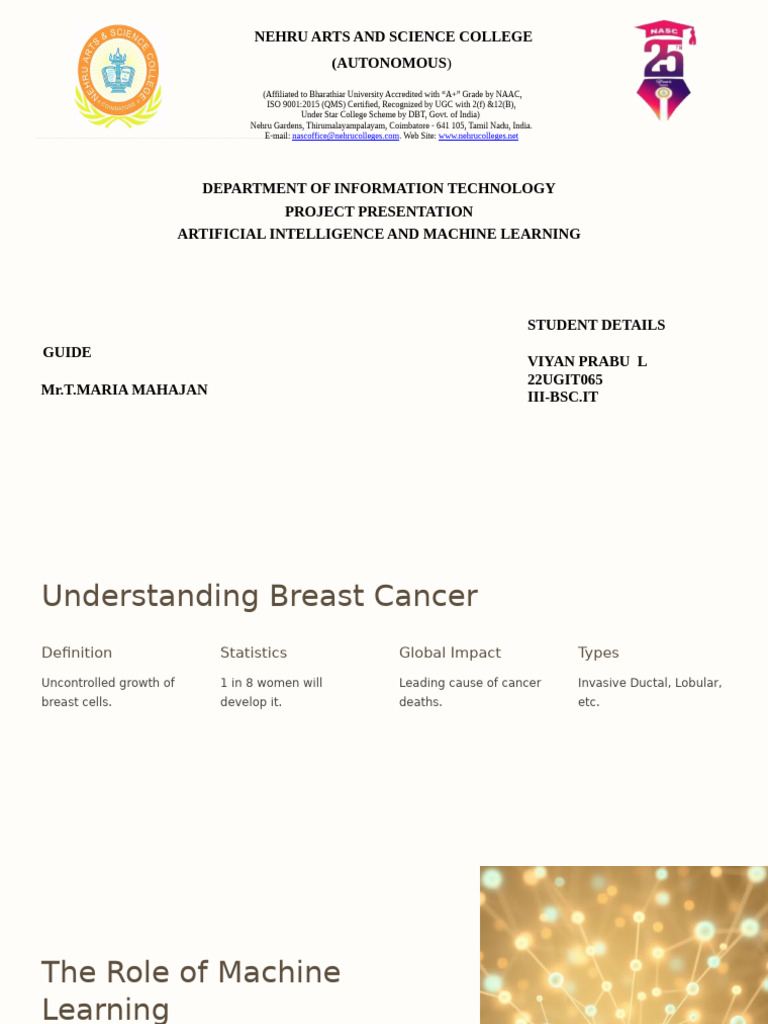 Breast Cancer Prediction Using Machine Learning Algorithms - PPTX ...