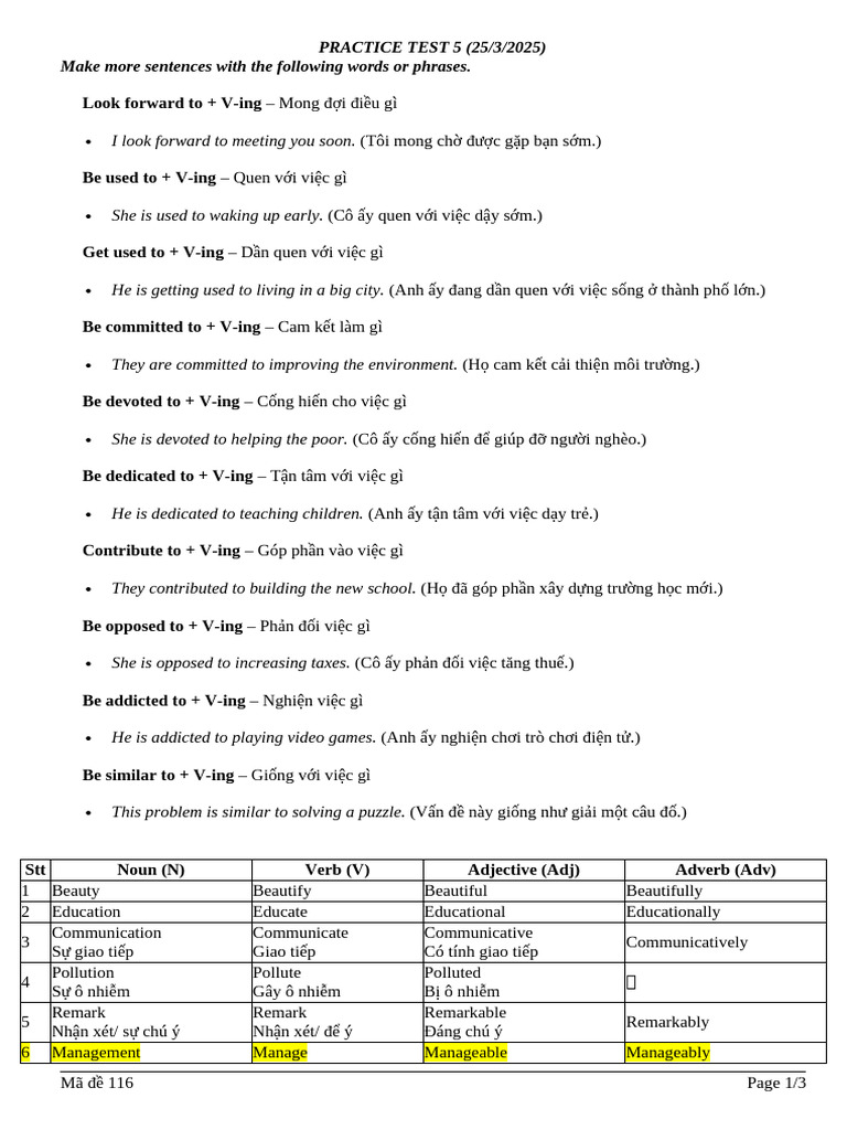 BÀI TẬP ANH 10 | PDF