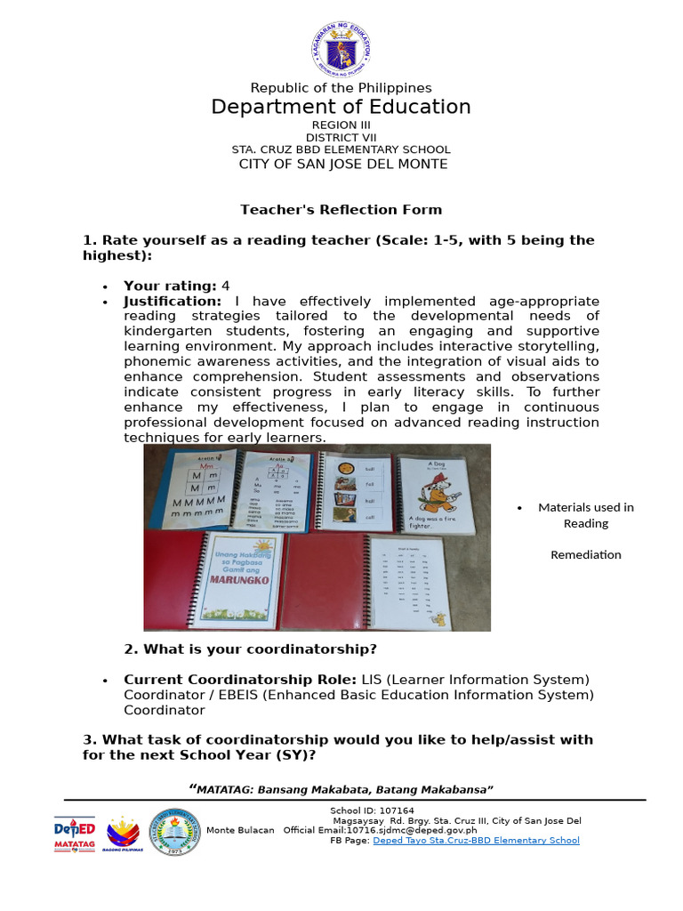 De Leon-Teacher's Reflection | PDF | Reading Comprehension | Pedagogy