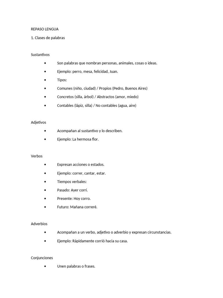 Repaso Lengua | PDF | Verbo | Adverbio