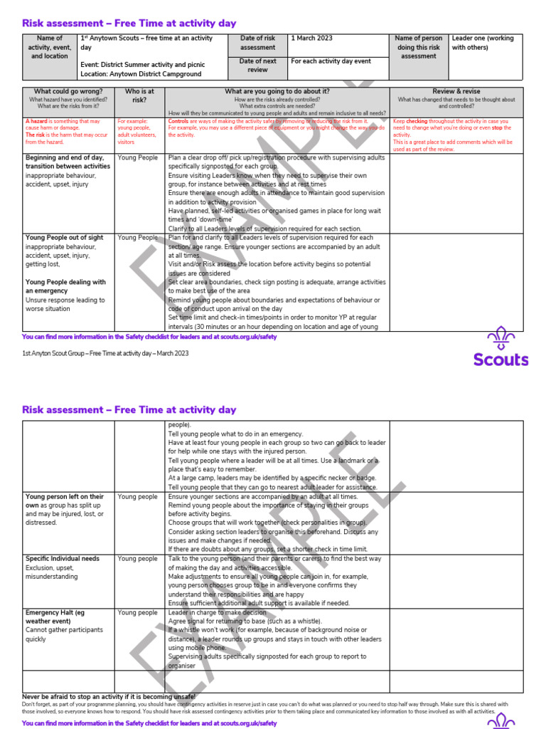 Free Time Example Ra March 23 | PDF | Risk | Occupational Safety And Health