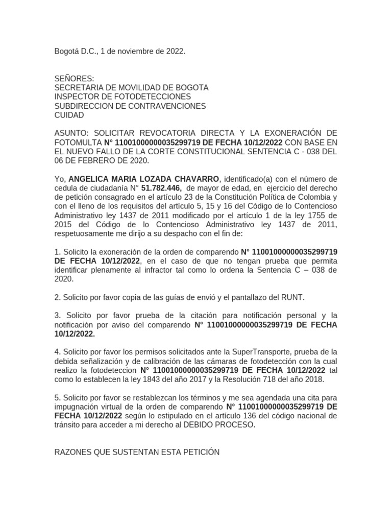 Formato Actualizado de Revocatoria Directa | PDF | Responsabilidad ...