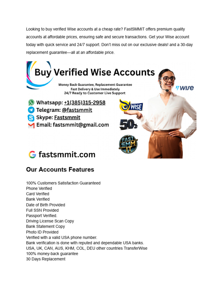 Buy Verified Wise Accounts Document | PDF | Banks | Authentication