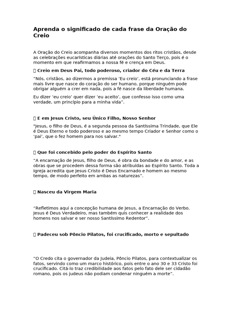 Significado da Oração do Creio | PDF | Jesus | Oração