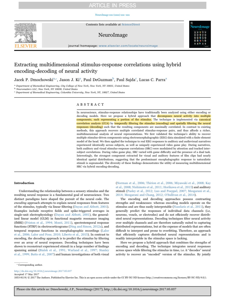 Extracting multidimensional stimulus-response correlations using hybrid encoding-decoding of ...