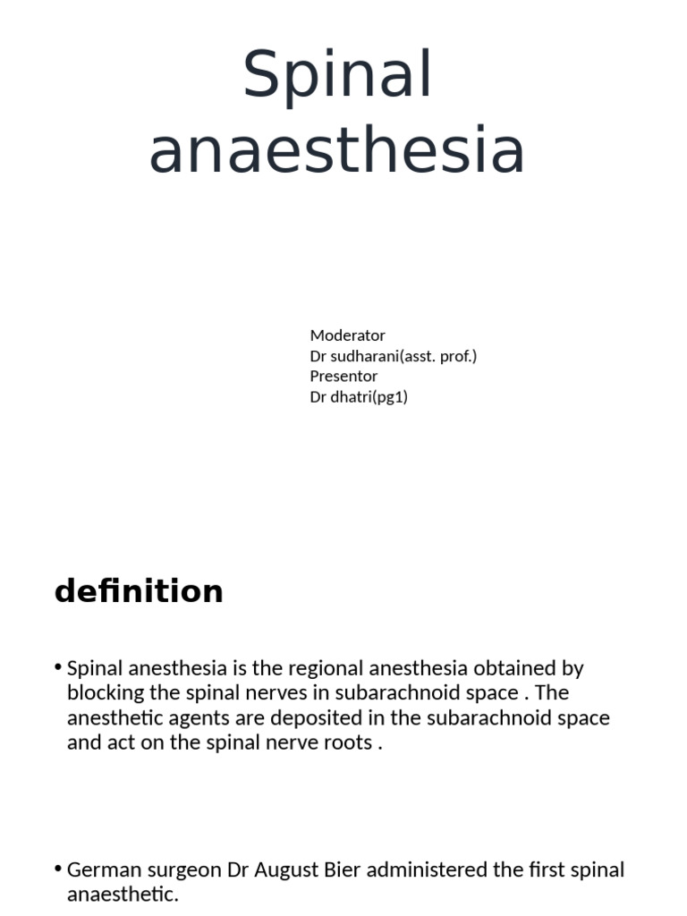Spinal anaesthesia | PDF | Vertebral Column | Cerebrospinal Fluid