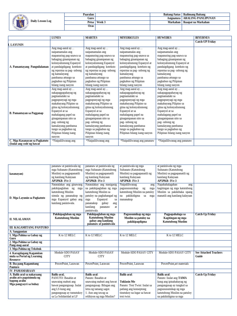 Week 3 DLL q4 AP 5 | PDF