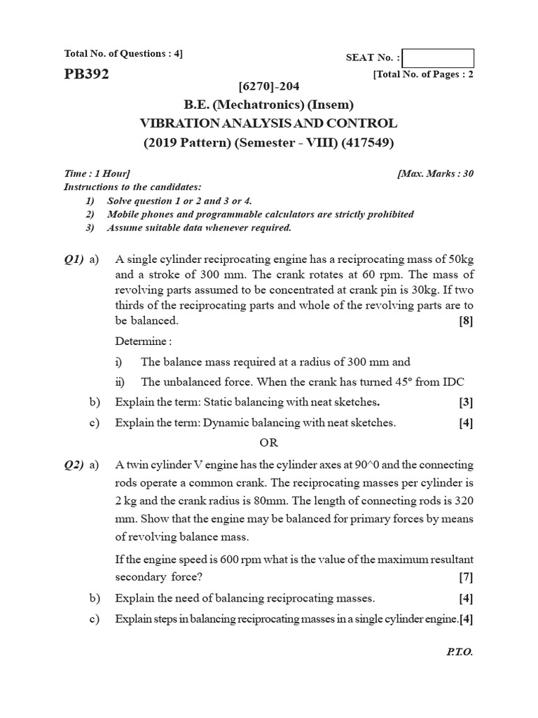 Insem - Vibration Analysis & Control | PDF | Motion (Physics) | Classical Mechanics