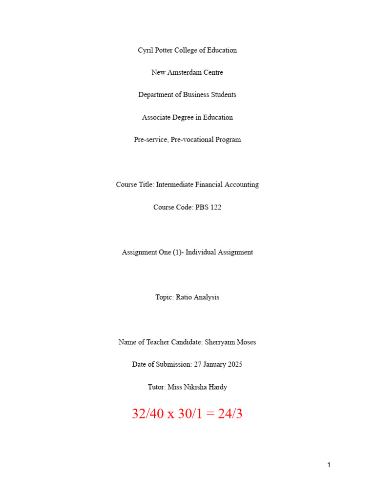 Marked SM Intermediate Finanacial Accounting Assignment 1 | PDF | Book Value | Net Income