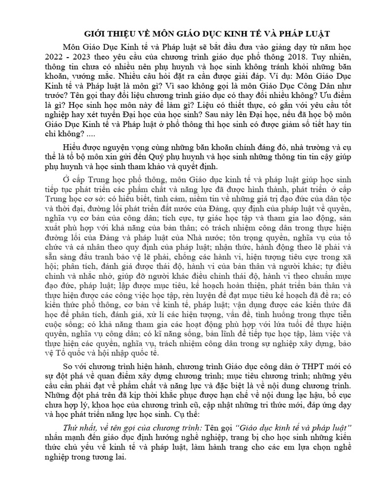 Gioi Thieu Ve Mon Giao Duc Kinh Te Va Phap Luat 1 - 1772023103448 | PDF