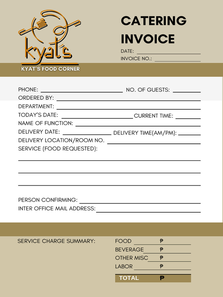 Catering Invoice Template | PDF