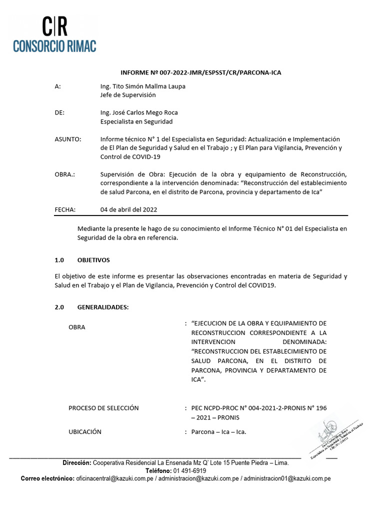 7.-Informe #07 Técnico 04 de Marzo | PDF