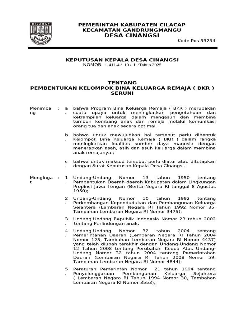 SK BKR Cinangsi 2025 | PDF