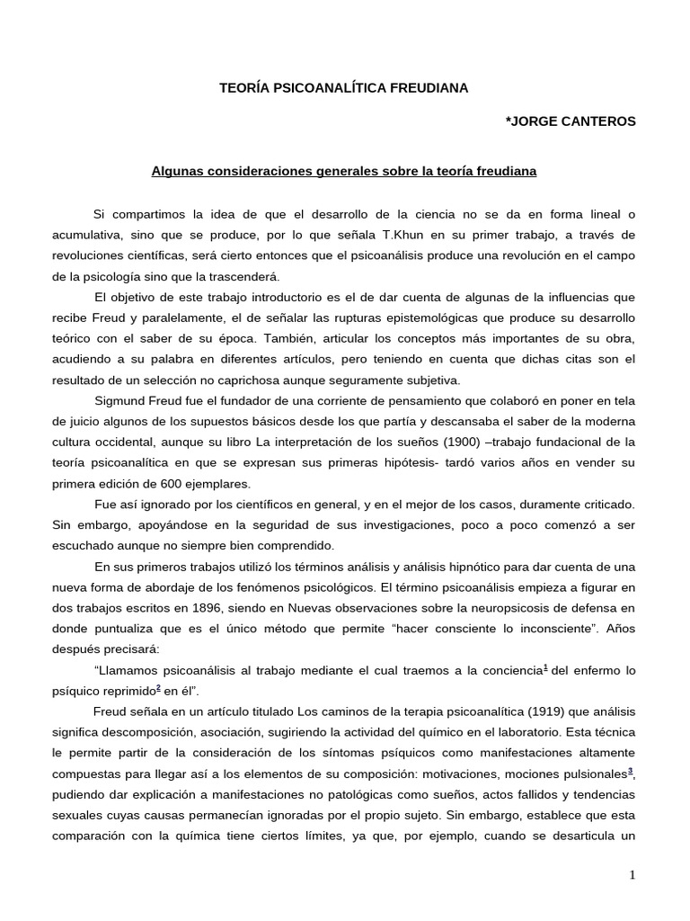 Psicoanalisis Texto Canteros | PDF | Psicoanálisis | Mente inconsciente