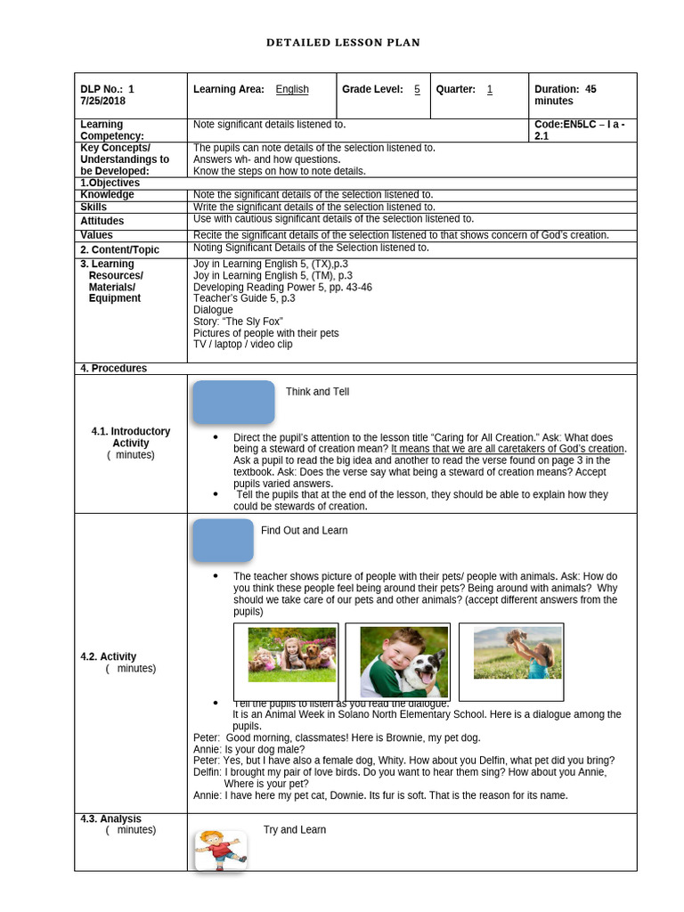 DLP in English No.1 - Final | PDF