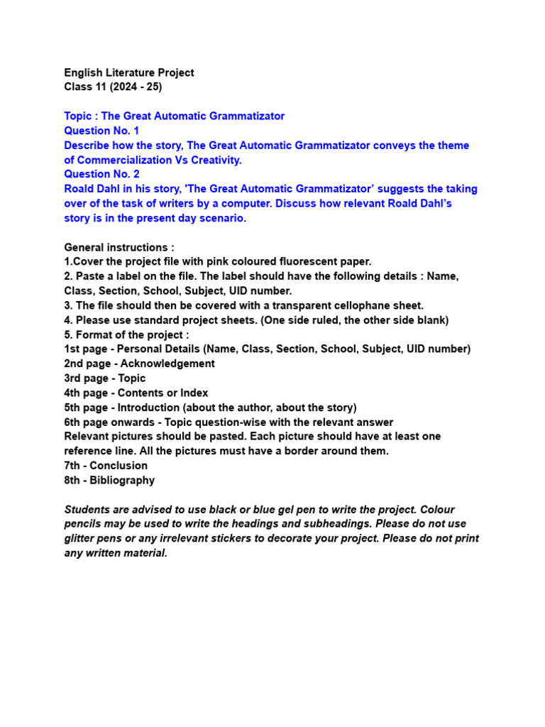 English Literature Project | PDF