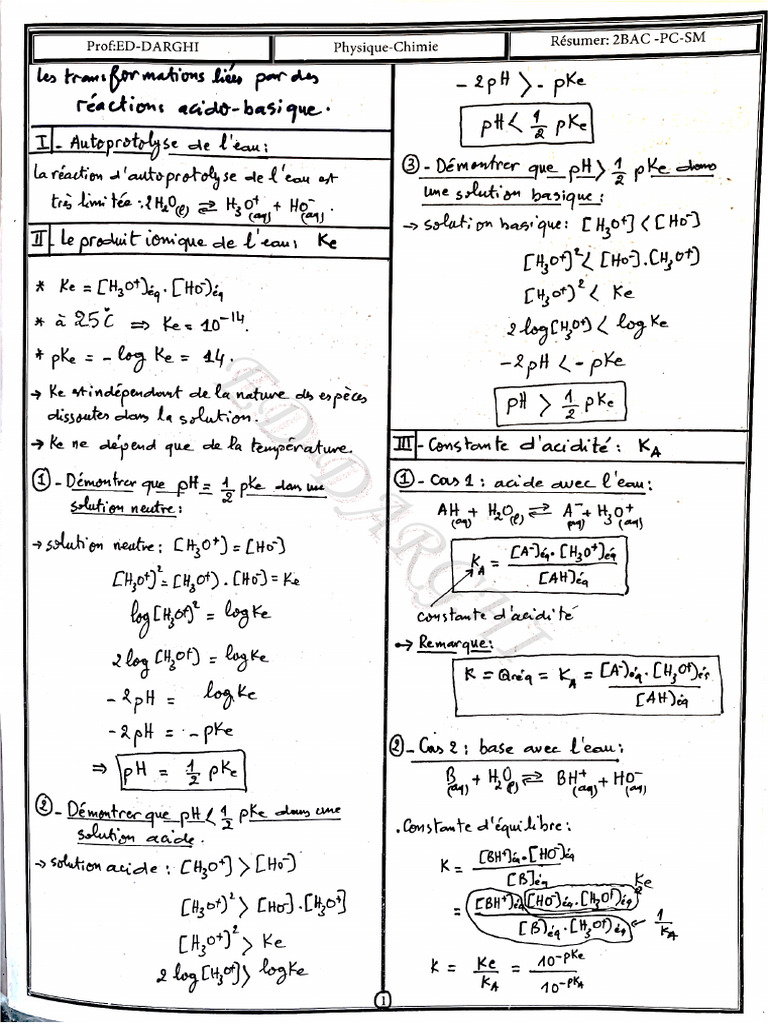 Résumer Acide-Base 2bac | PDF
