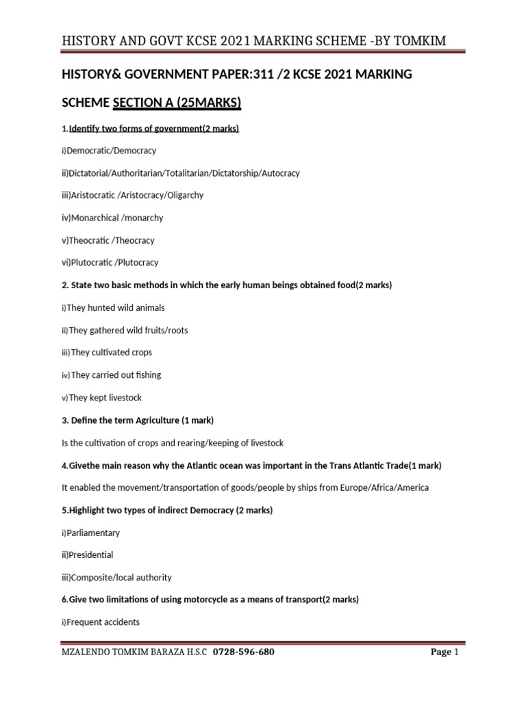 History and Government MS PP2 | PDF | Agriculture | Government