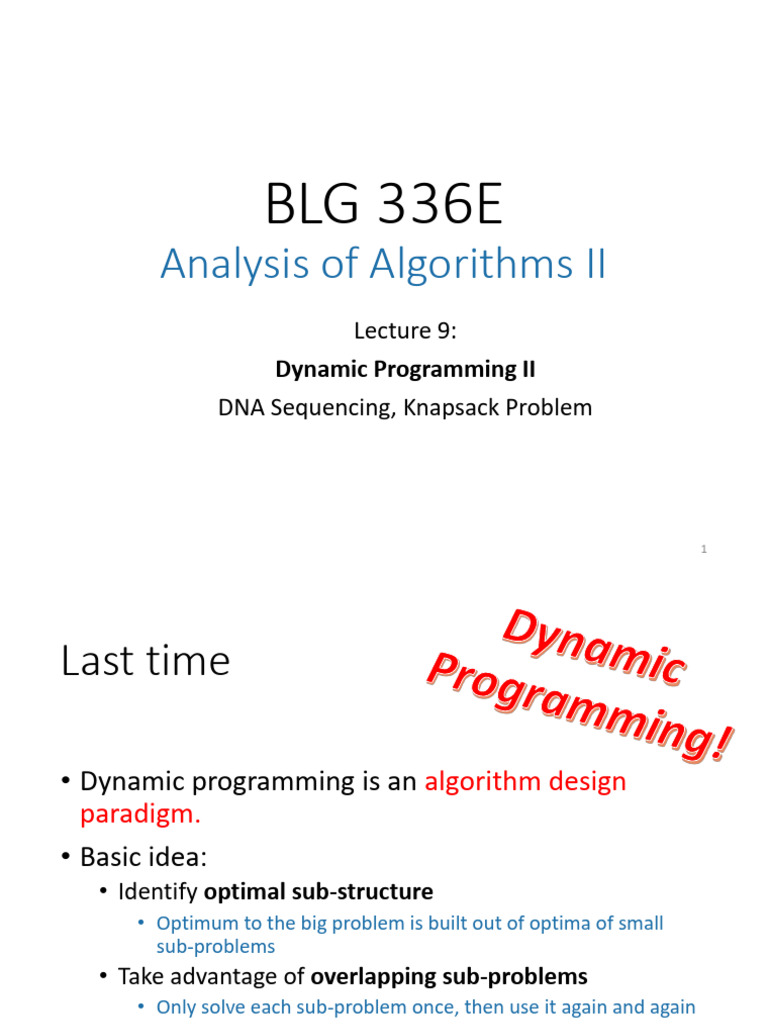 Lecture9 IO BLG336E 2022 | PDF | Dynamic Programming | Algorithms