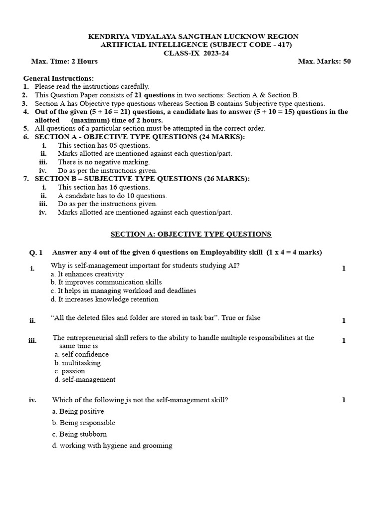 Ix Artificial Inlelligence QP | PDF | Artificial Intelligence ...