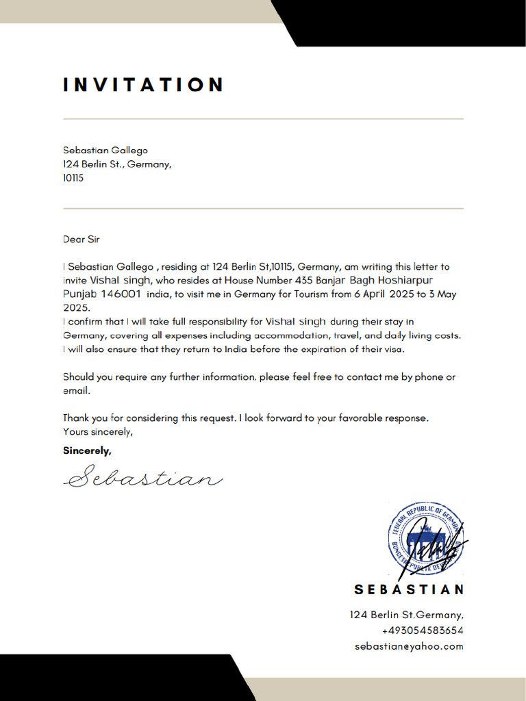 Invitation Letter Vishal | PDF