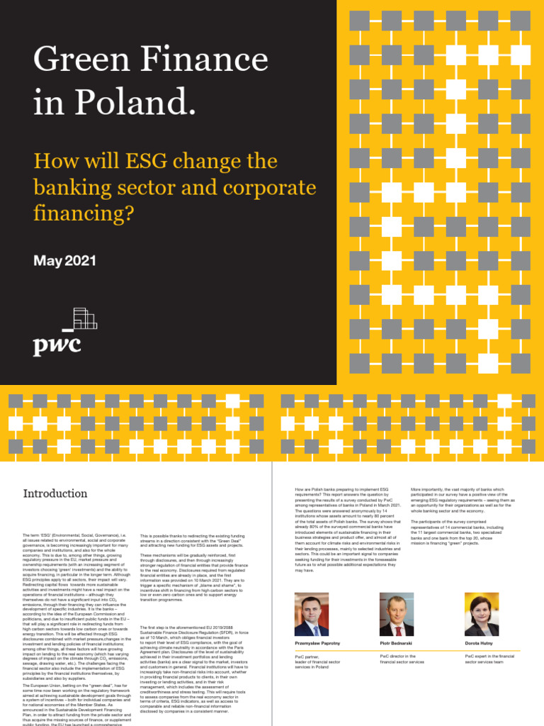 Green Finance in Banks in Poland - PWC Report On ESG in Banks in Poland ...