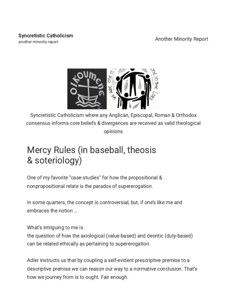 Mercy Rules (In Baseball, Theosis & Soteriology) - Syncretistic | PDF ...