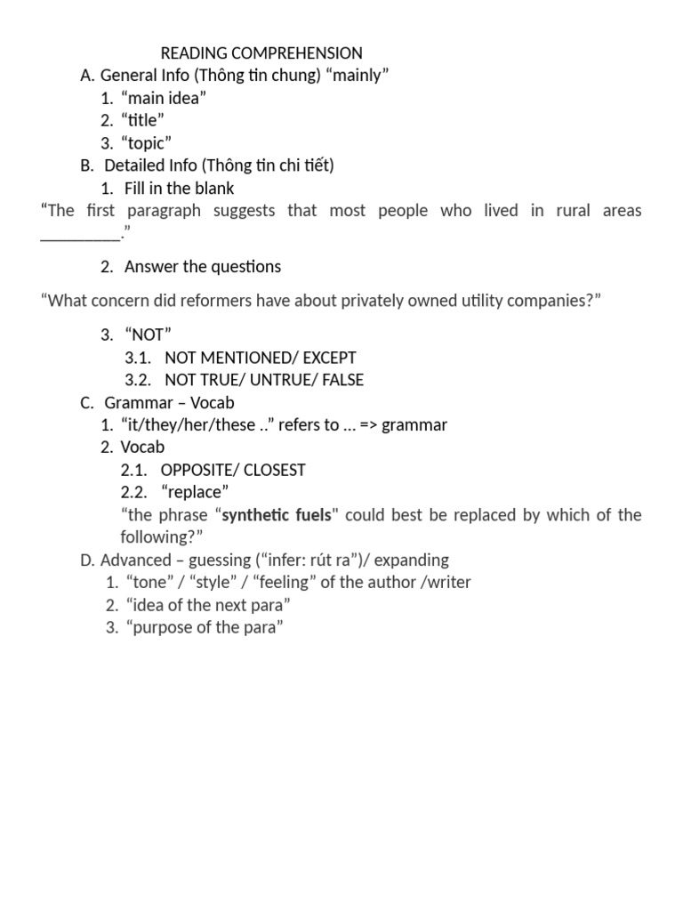 Reading Comprehension | PDF